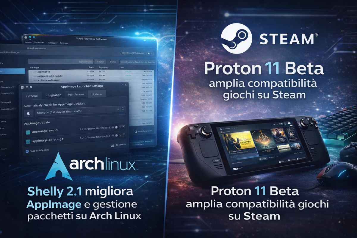 Shelly 2.1 migliora AppImage su Arch Linux mentre Proton 11 amplia il ...
